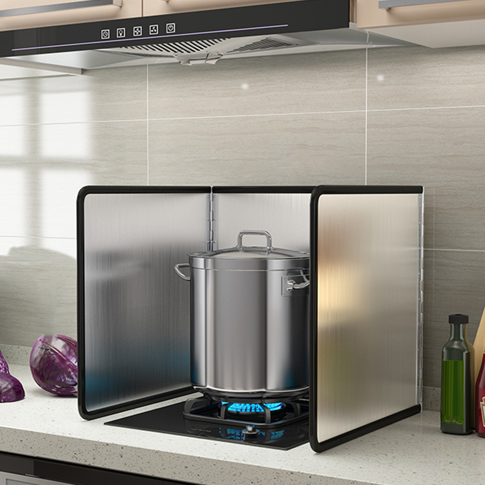 Cooktop Oil Baffle Foldable Protector 2 3 Sided Grease Splatter Screen ...