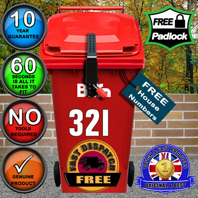 BIFFA Bin Lid Strap Lock-NO DRILLING-Steel Construction-Complete with ...