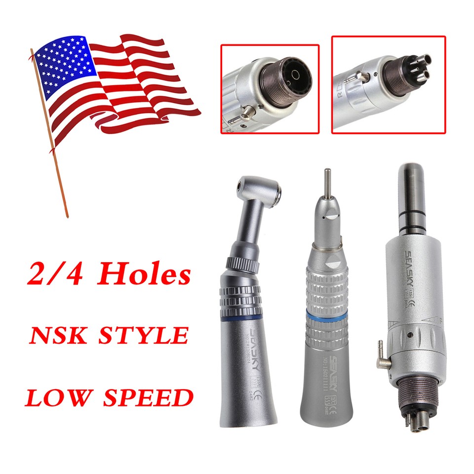 NSK Style Dental Low Speed Handpiece Straight Contra Angle Air Motor 2 ...