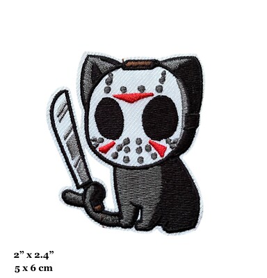 Cute Cat With Jason Mask Friday The 13th Horror Movie Embroidered Iron ...