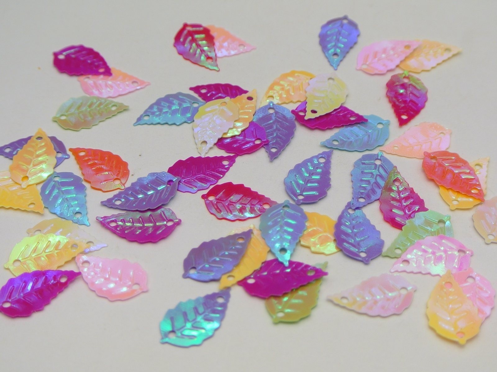 1500 Mixed Color Leaves loose sequins Paillettes 16X9mm 2 Hole sewing ...