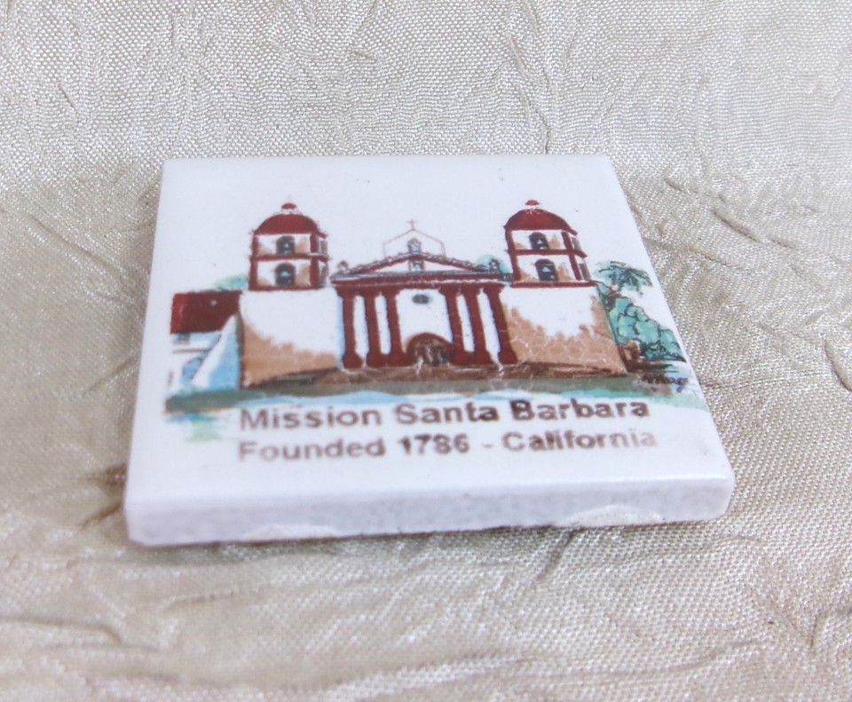 Mission Santa Barbara Ceramic Magnet Founded 1886 California - SEE ...