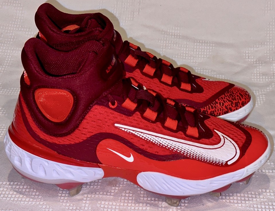 NIKE Alpha Huarache Elite 4 Mid Red Team Red Metal Spike Baseball ...