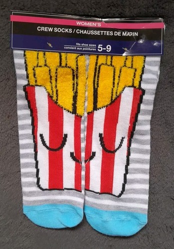 Crew Socks Women's Size 5-9 Funny Cool Fuzzy French Fries New | eBay