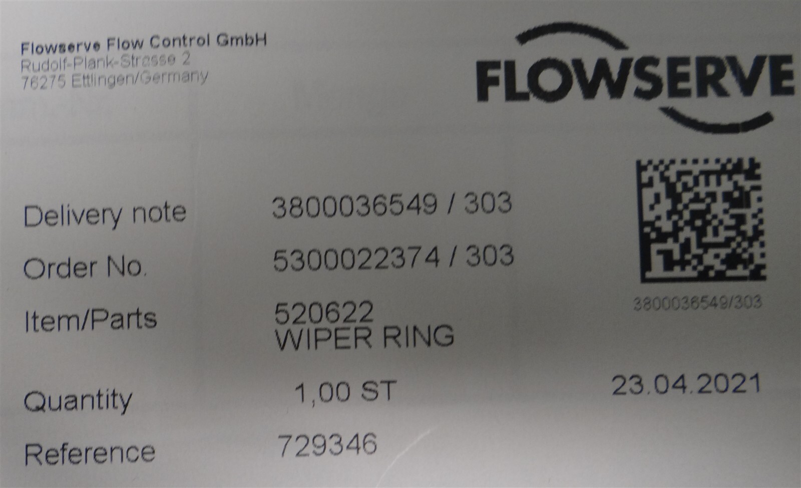 Flowserve Wiper Ring 520622 Rod-Sealing Wiper for 1-1/8" Rod Dia Buna-N ...