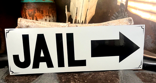 Vintage Old Hand Painted Rustic Metal JAIL HOUSE Prison Town Barn Ranch ...