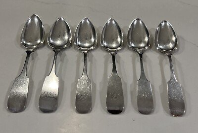 6 Coin Silver Serving Spoons Standard Signed J. Fries Monogrammed 8.75 ...
