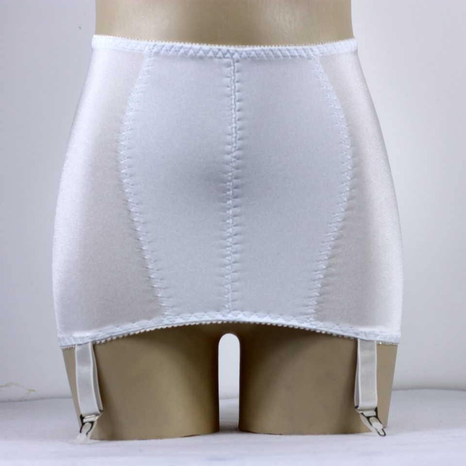 Allacki White Black Pull on Girdle with Suspender Belt Tummy Control ...
