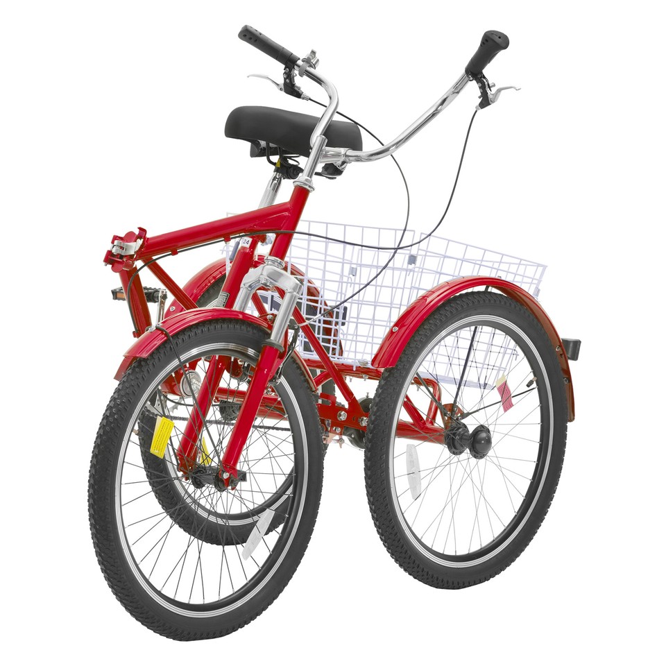 24" 1-Speed Adult Tricycle 3-Wheel Foldable Bike w Basket Heavy Duty | eBay