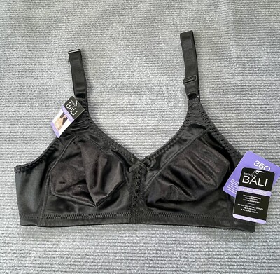 Bali Bra Classic Support 36C Wireless Wire Free Smooth Black Style 3820 ...