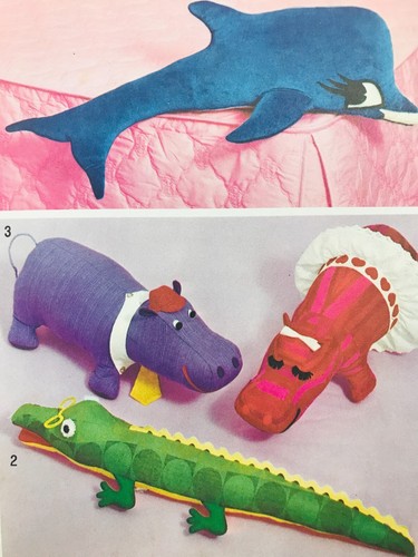 Simplicity Crafts DOLPHIN ALLIGATOR HIPPOPOTAMUS Sewing Pattern UNCUT ...