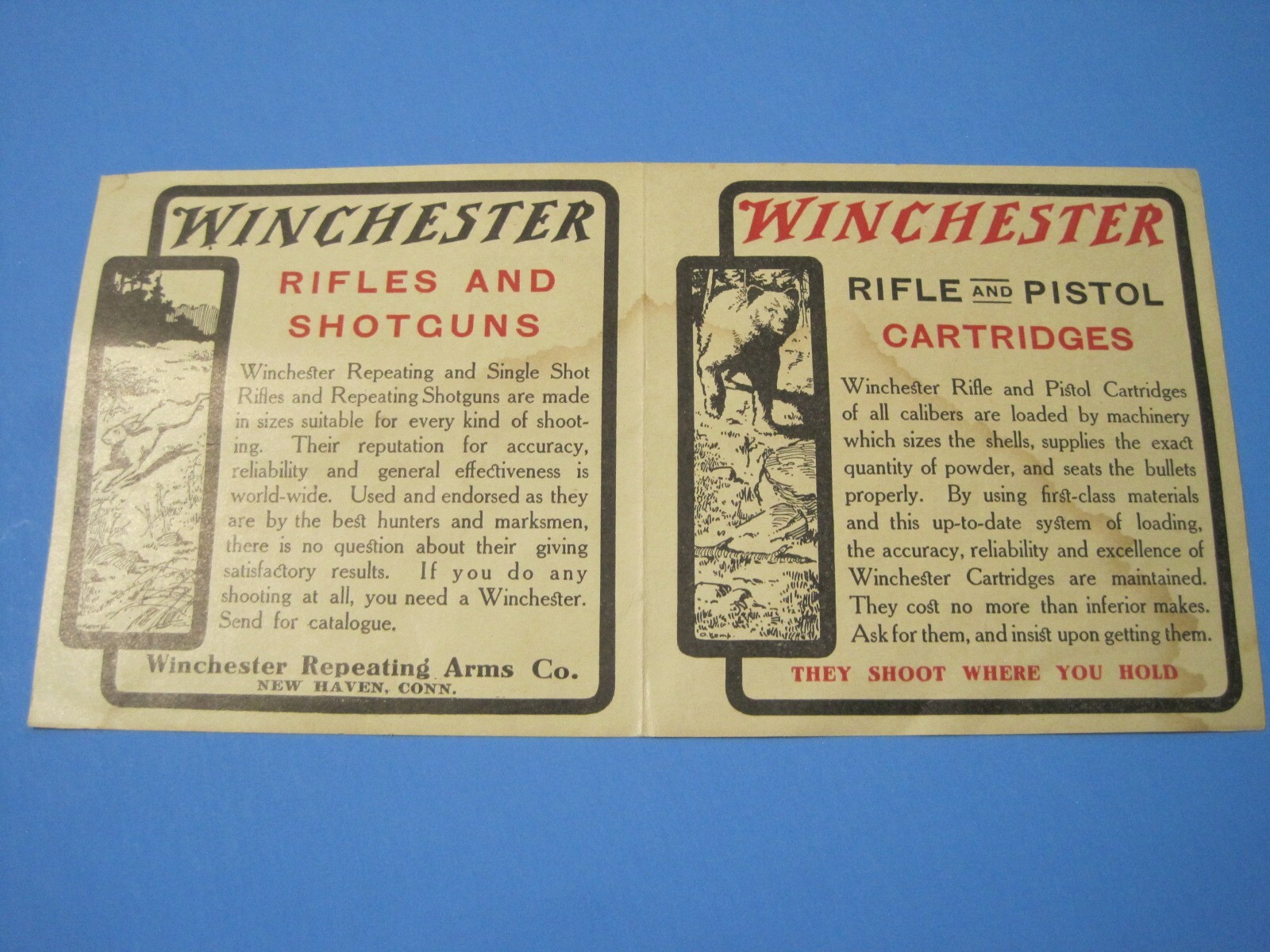 Vintage Original Winchester RED Label Advertising Ammo/Cleaning Equip ...