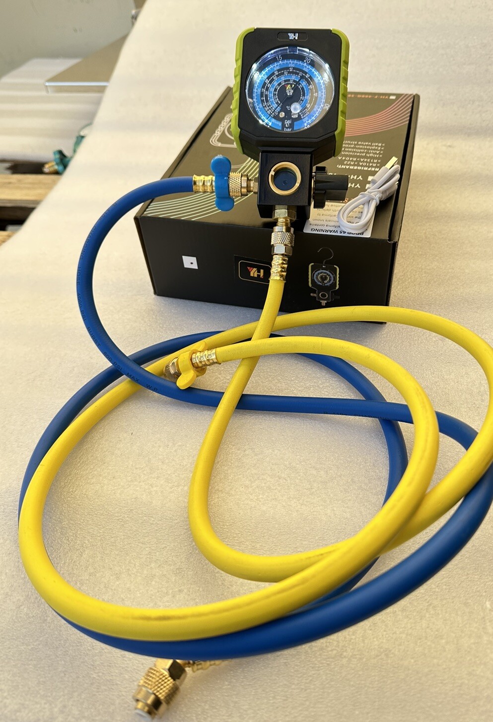 HVAC Single Gauge Valve Manifold Low Charging Gauge With Hoses | eBay