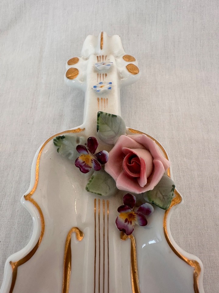 Lefton China Violin/Chello Hand Painted Floral Trinket Dish | eBay UK