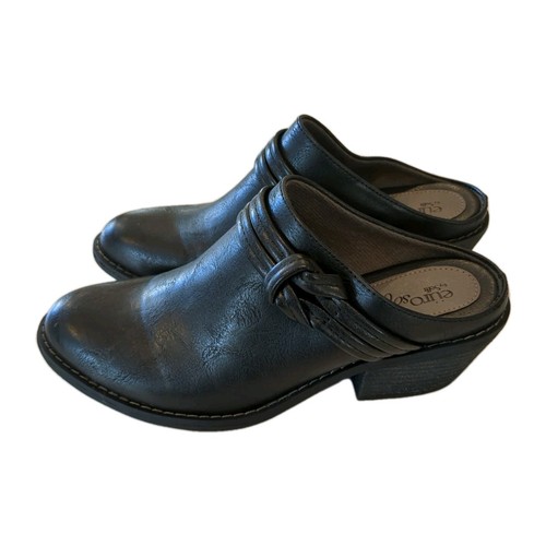 Eurosoft By Sofft Shoes Women's 7.5 M Black Leather Mules Heels ...