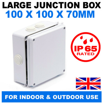 WHITE WATERPROOF JUNCTION BOX 100 X 100 X 70 IP65 PVC FOR USE WITH ...