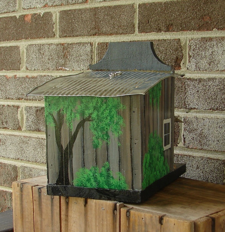 Handcrafted General Store Birdhouse Hand Painted Wood with Tin Roof | eBay