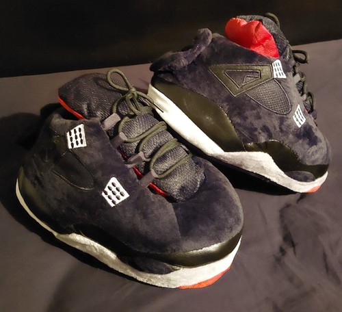 Sneaker Slippers plush "Blk/Red/Gry" Jordan 4's Inspired | eBay