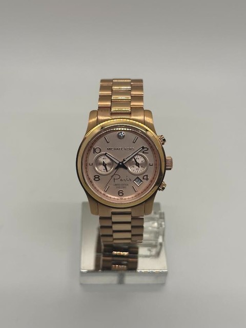 Michael Kors Le Edition Rose Gold Stainless Runway Diamond Watch MK5716 ...