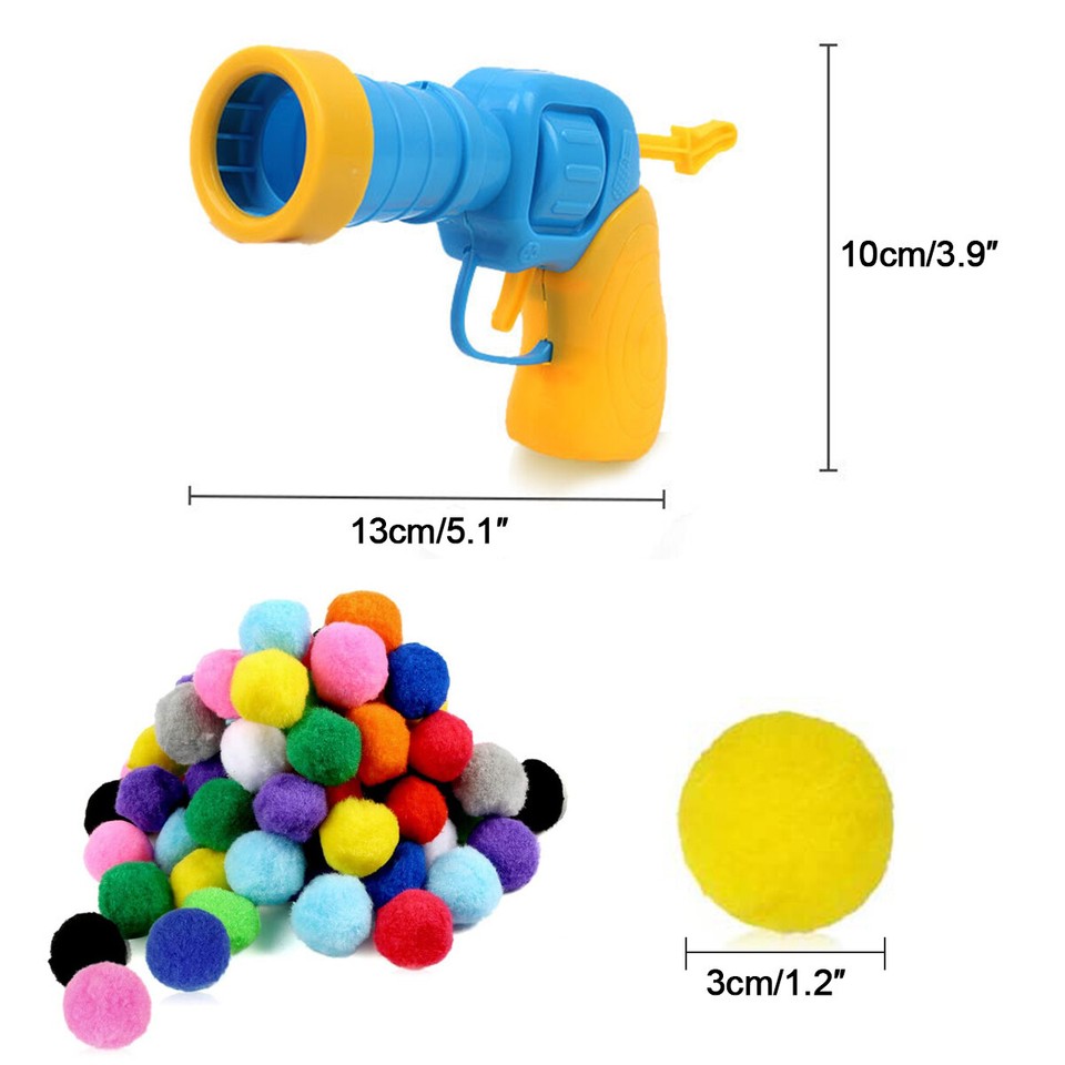 Stretch Plush Pom poms Ball Cat kitten Toy Gun Cat Toy Gun Shape Toy ...