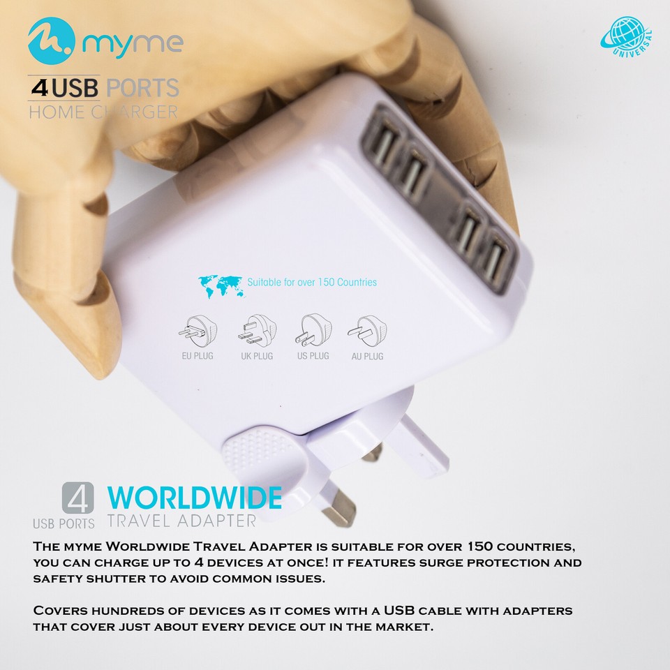 Home Charger Mains USB 3 Pin UK Wall Plug Adapter Charging for Phones ...