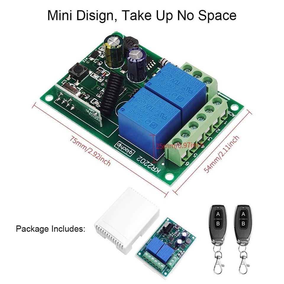 110V 120V 220V Wireless RF Remote Control Relay Switch Universal 2 ...
