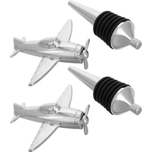 2 Pcs Metal Alloy Aircraft Shaped Wine Bottle Stopper Bottle Plug for ...