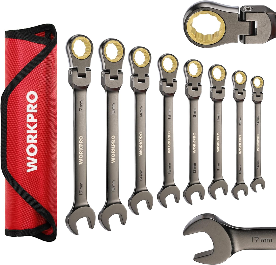 8-Piece Flex-Head Ratcheting Combination Wrench Set, Metric 9-17 Mm, 72 ...