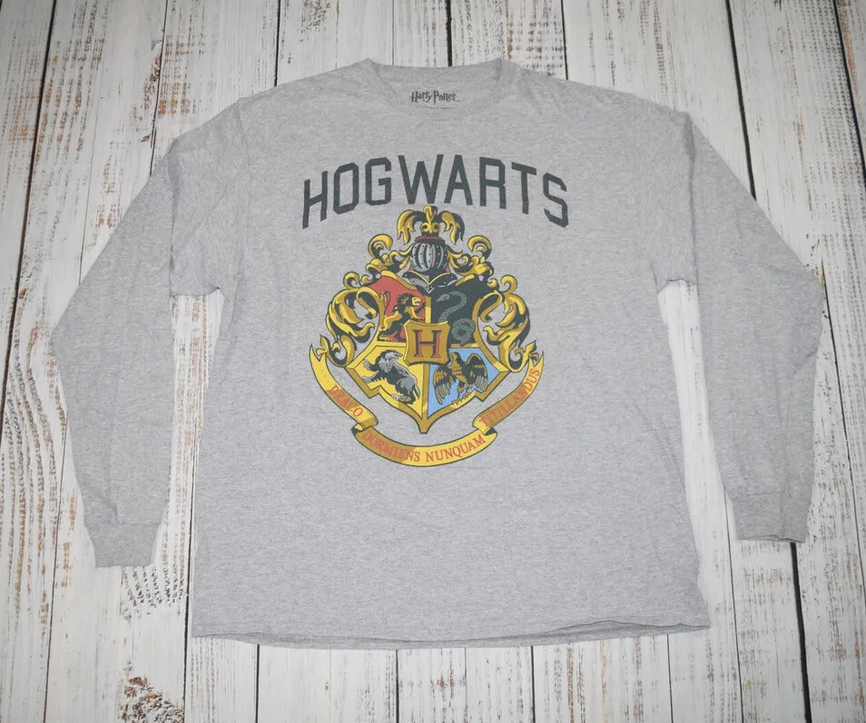 HARRY POTTER WARNER BROTHERS LONG SLEEVE GREY SHIRT A… - Gem