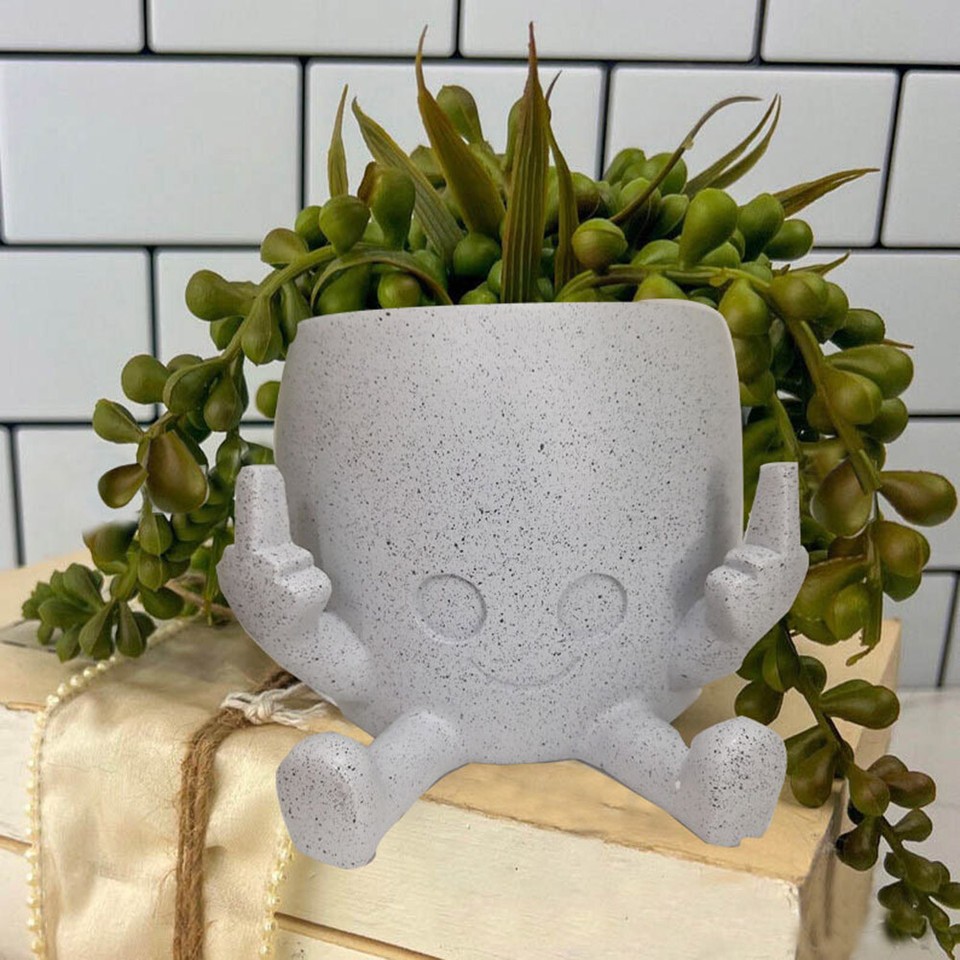 Cute Decorative Figurine Pot Middle Finger Green Plants Pot Mini for ...