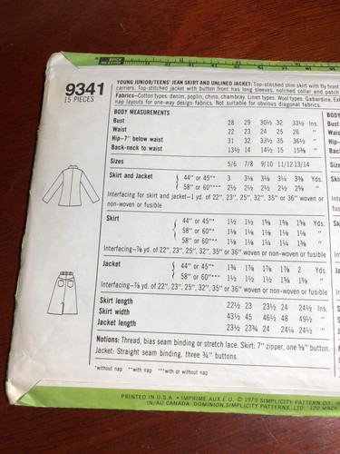 Patterns Sewing 1970’s Juniors Simplicity Pattern Number 9341 SZ 9/10 ...