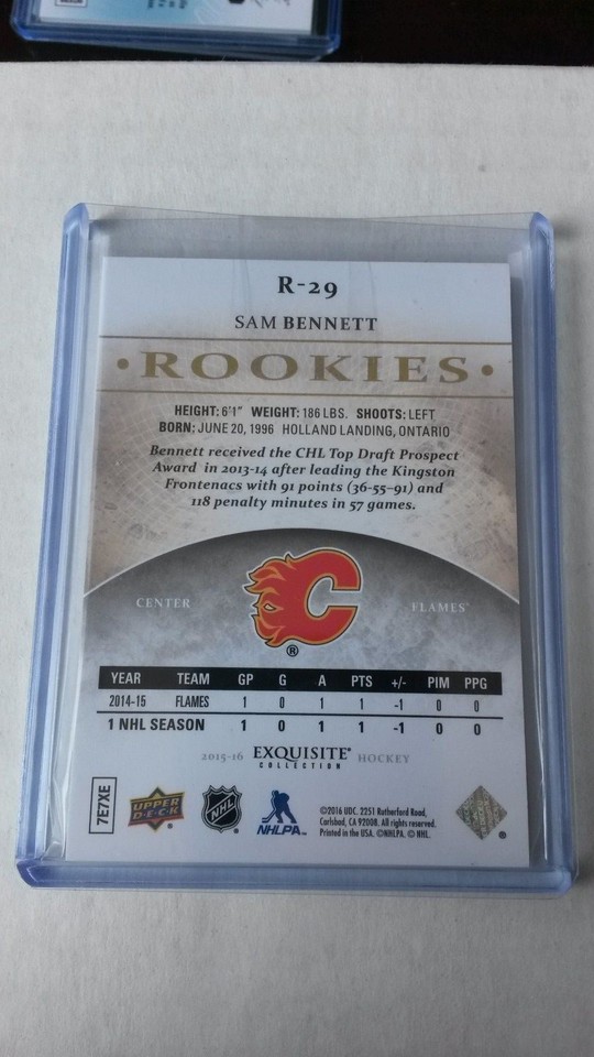 2015-16 EXQUISITE COLLECTION SAM BENNETT Rookie #R29 Calgary Flames 79/ ...