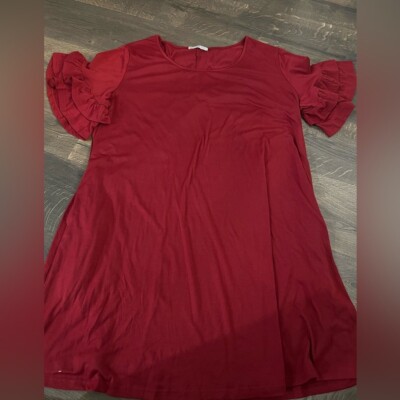 Ladies Red Ruffle Sleeve Knee Length Dress size 22 | eBay