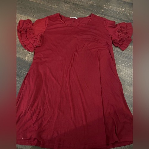Ladies Red Ruffle Sleeve Knee Length Dress size 22 | eBay