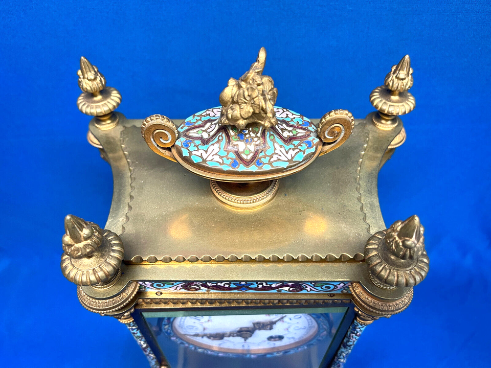 Antique 1885 French Japy Freres Cloisonne Crystal Regulator Mantel ...