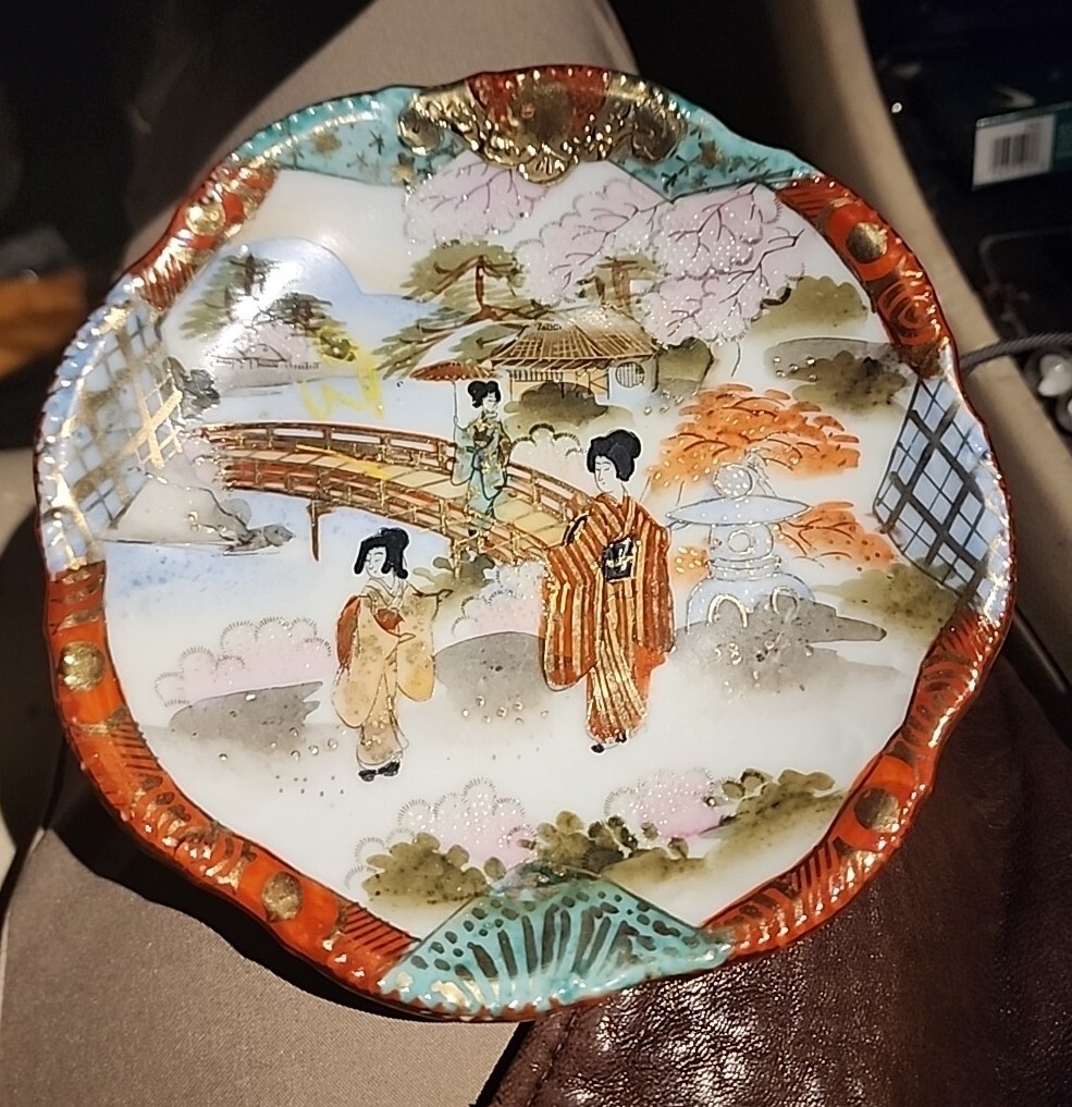 Vintage Japanese Plates Vintage Blue White Perched Birds Chinese