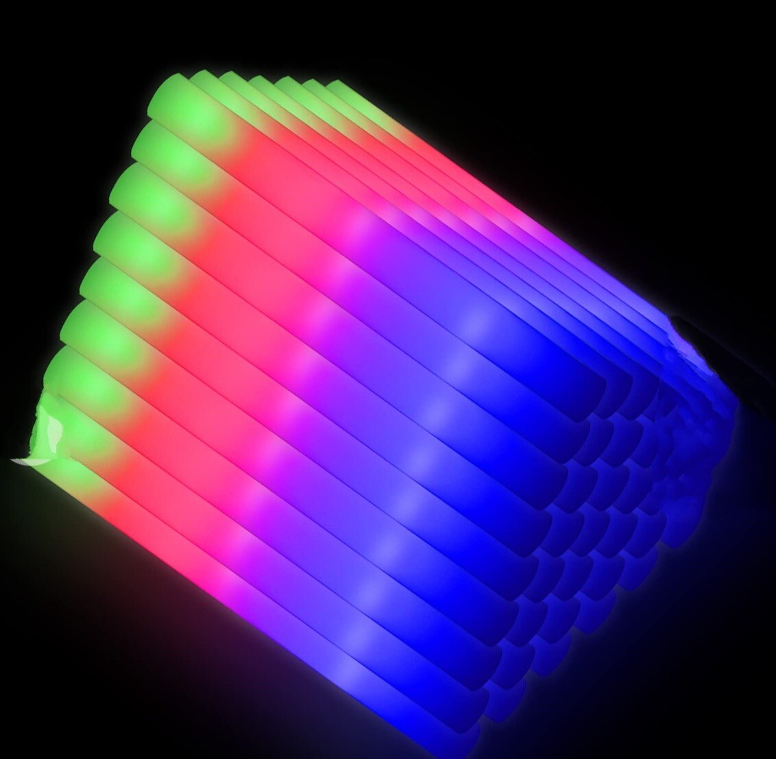 Pack Of 50 LED 12in Light Up Foam Sticks Glow Wands Rally Rave Party | eBay
