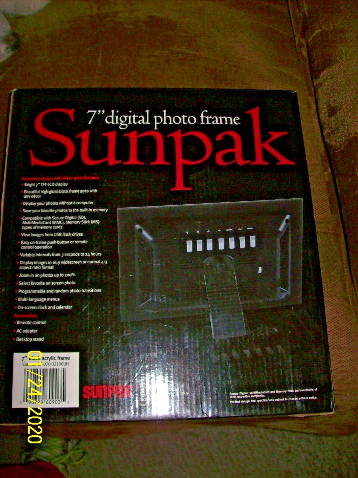 SUNPAK 7" Digital Photo Frame w/Remote & LCD Display | eBay