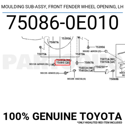 750860E010 Genuine Toyota MOULDING SUB-ASSY 75086-0E010 | eBay