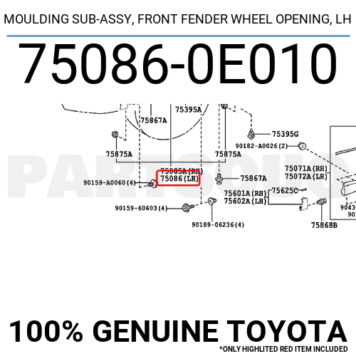 750860E010 Genuine Toyota MOULDING SUB-ASSY 75086-0E010 | eBay