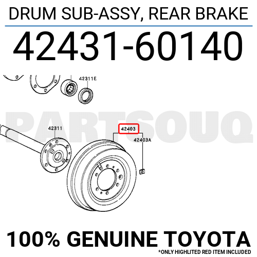 4243160140 Genuine Toyota DRUM SUB-ASSY, REAR BRAKE 42431-60140 | eBay