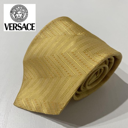 VERSACE Gold Silk Tie Medusa Pattern Men's Near Mint Italy Authentic | eBay