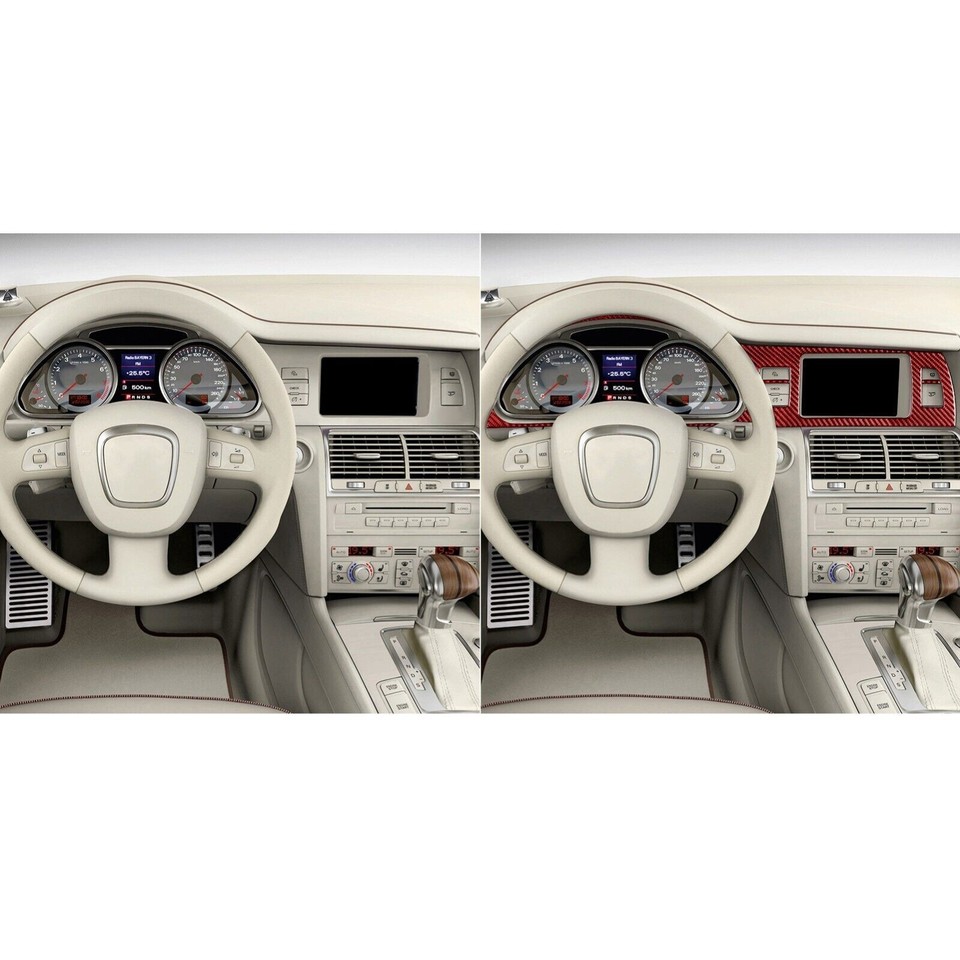 Center Console Dashboard Panel Frame RED Carbon Fiber Trim For Audi Q7 ...