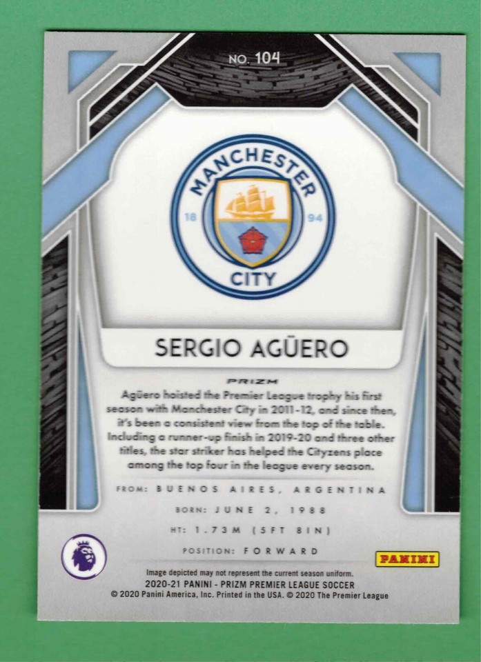 2020-21 PANINI PRIZM PREMIER LEAGUE SERGIO AGUERO PINK ICE PARALLEL ...