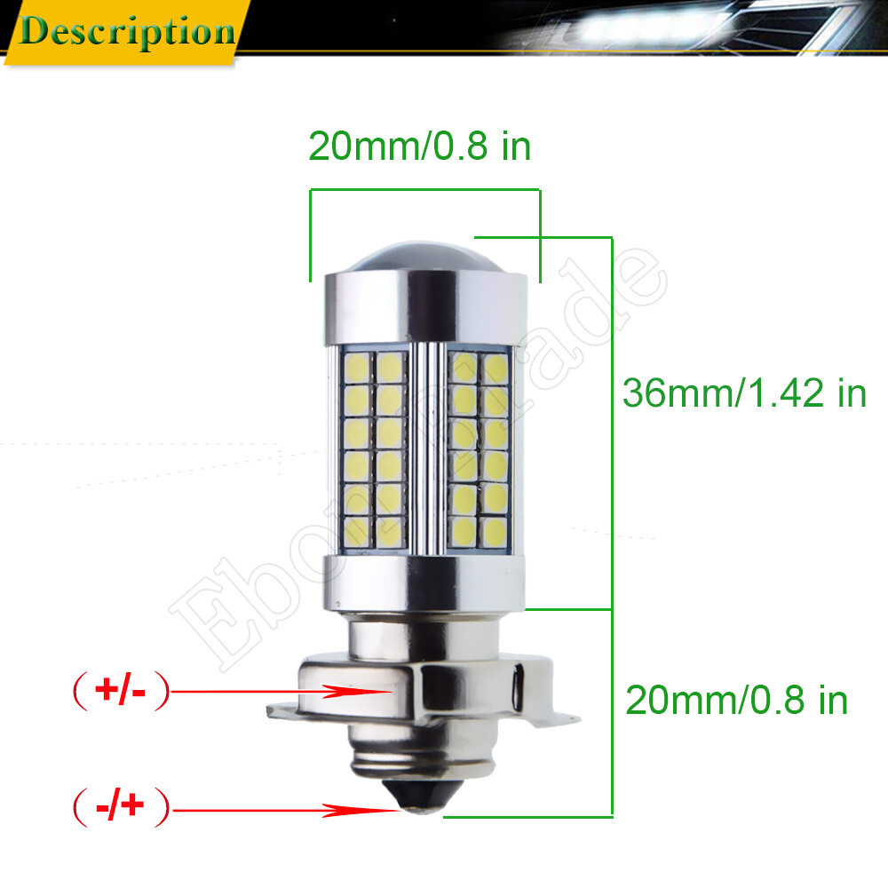6V 12V 24V P26s LED 6 Volt Motorbike Motorcycle Scooter Headlight Bulb ...