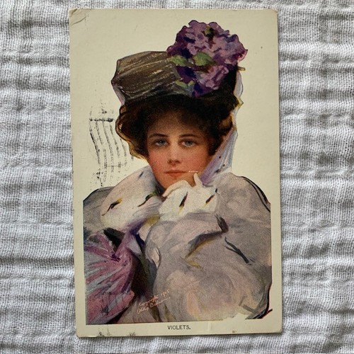 Vintage Postcard, Philip Boileau signed, Violets, c 1905, Posted, Lady ...