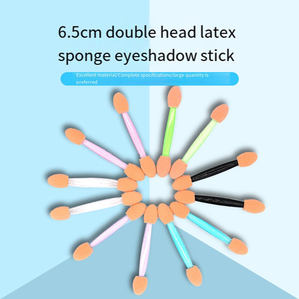 100PCS Eye shadow Applicators Brush Sponge Tipped Makeup Dual Sides New ...