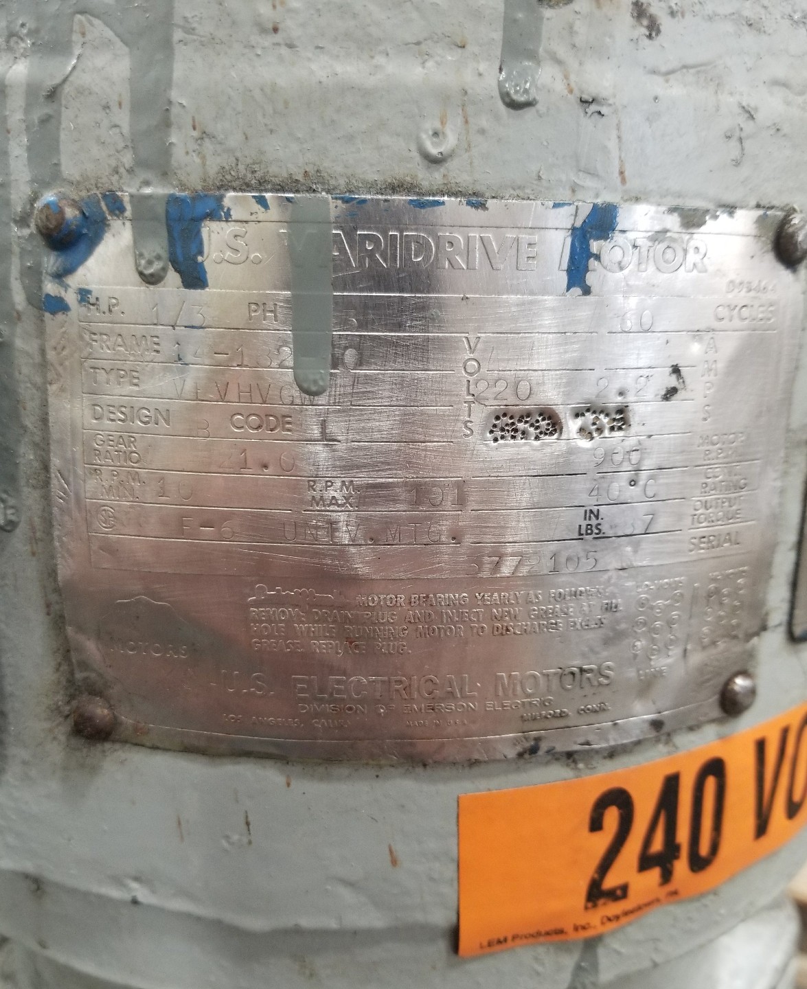 US Varidrive Motor / Gearbox 240V 3ph 1.250 Shaft #3331SR | eBay