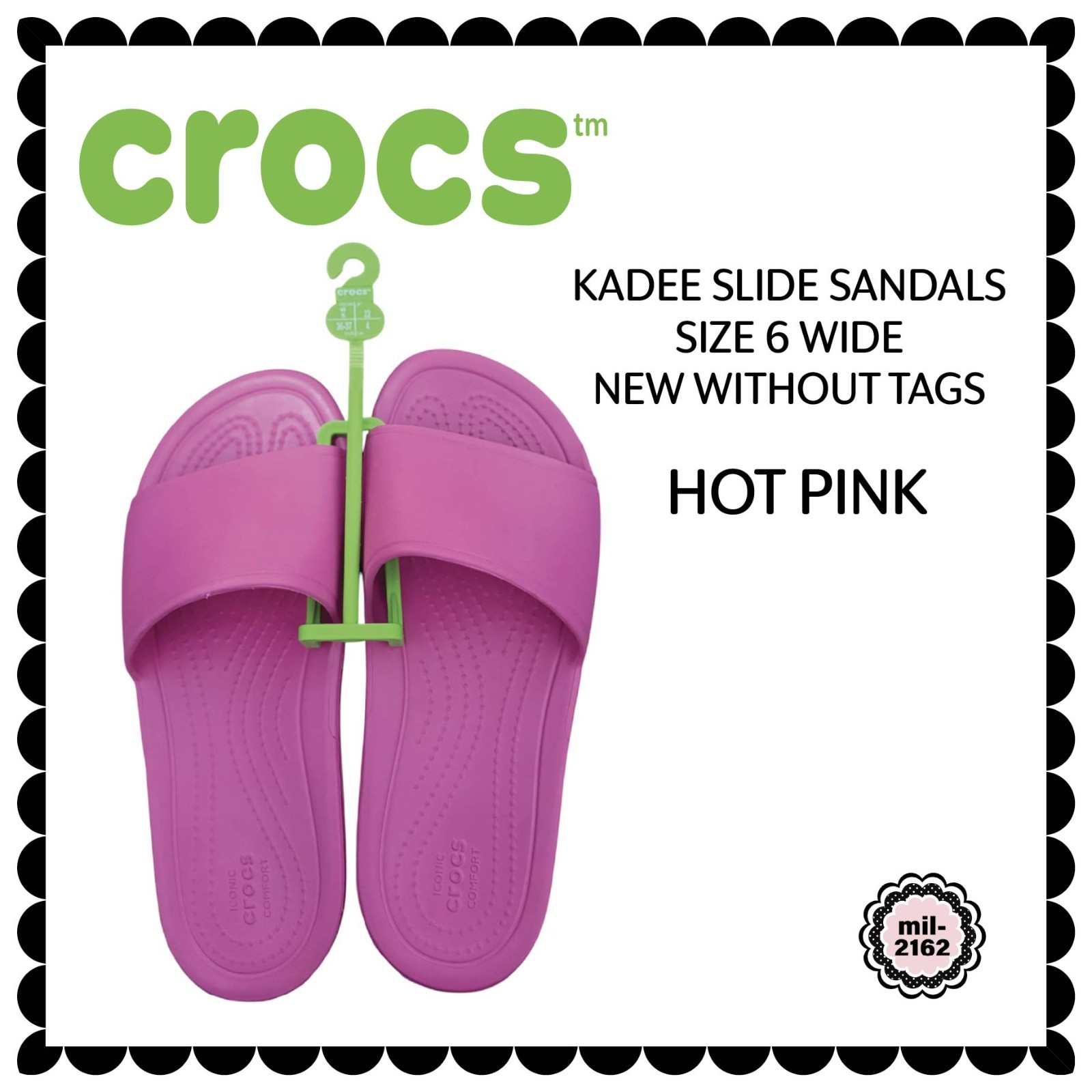 CROC SLIP IN KADEE HOT PINK SLIDE IN SANDALS SIZE 6W - NEW WITHOUT TAGS ...