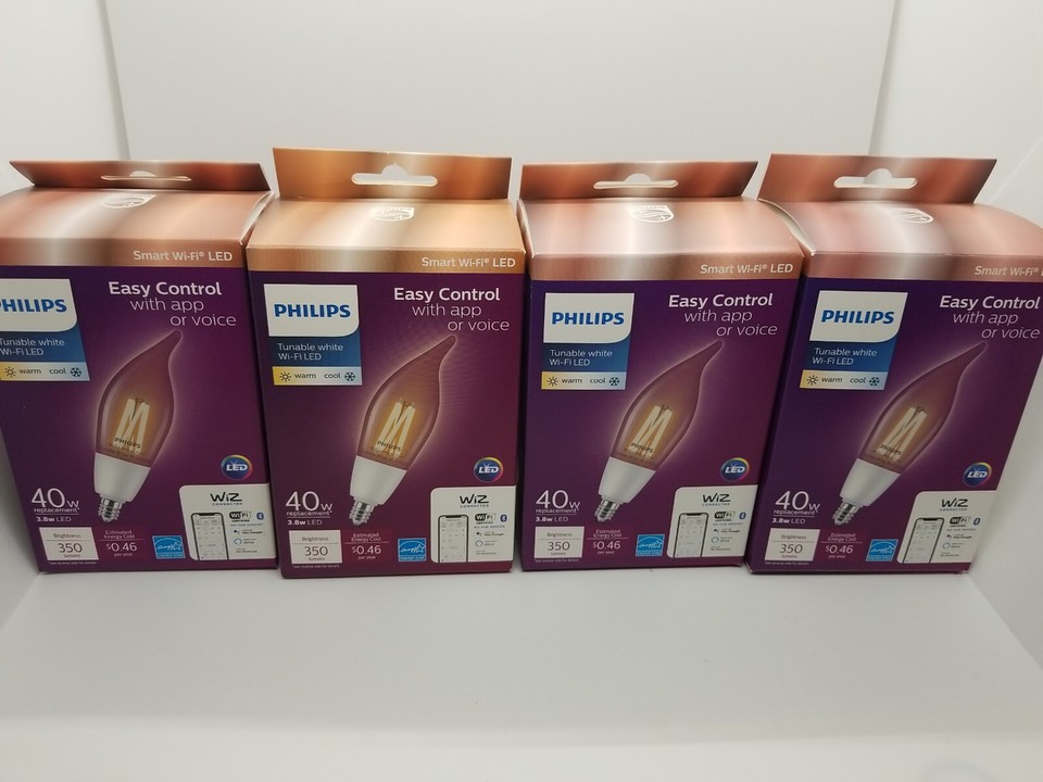 4x Philips 40w Replacement 3.8W BA11 Tunable White Smart WiFi LED Bulb ...